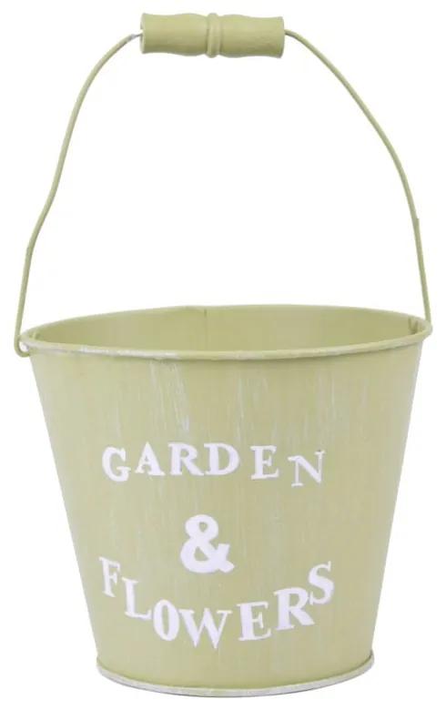 Velký zelený kyblík Ego Dekor Garden & Flowers, výška 16 cm