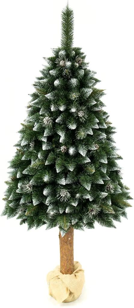 Umělý vánoční stromek Borovice Stříbrná s krystaly ledu na pařezu 220cm