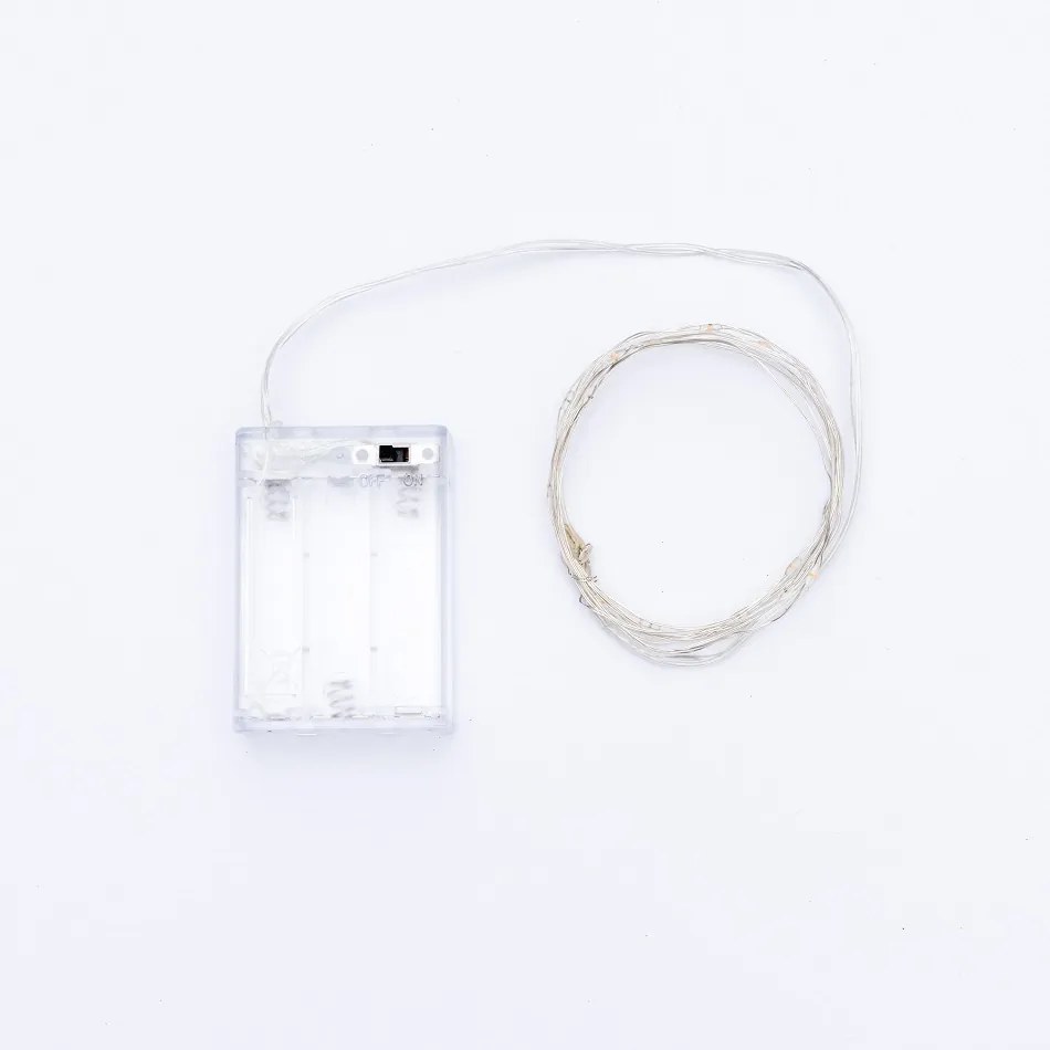 LED světýlka na baterie, kapičky, 2,30 m, růžová, 20 diod, drátek, IP20 interiér, 3 × AA