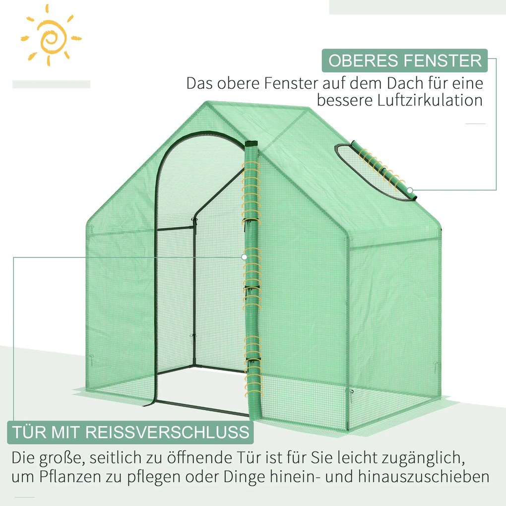 Outsunny polytunelový skleník Skleník na rajčata Skleník s oknem a dveřmi Zelený ocelový PVC plast 180 x 100 x 168 cm | Aosom