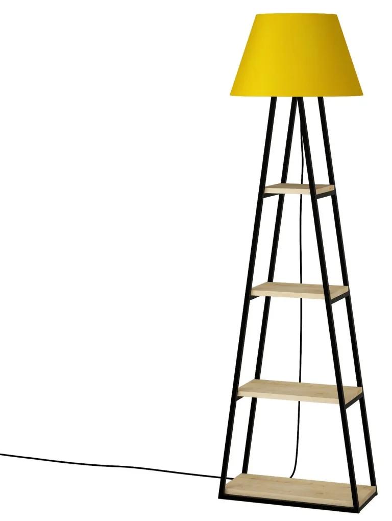 Stojací lampa Pal III 165 cm dub/žlutá