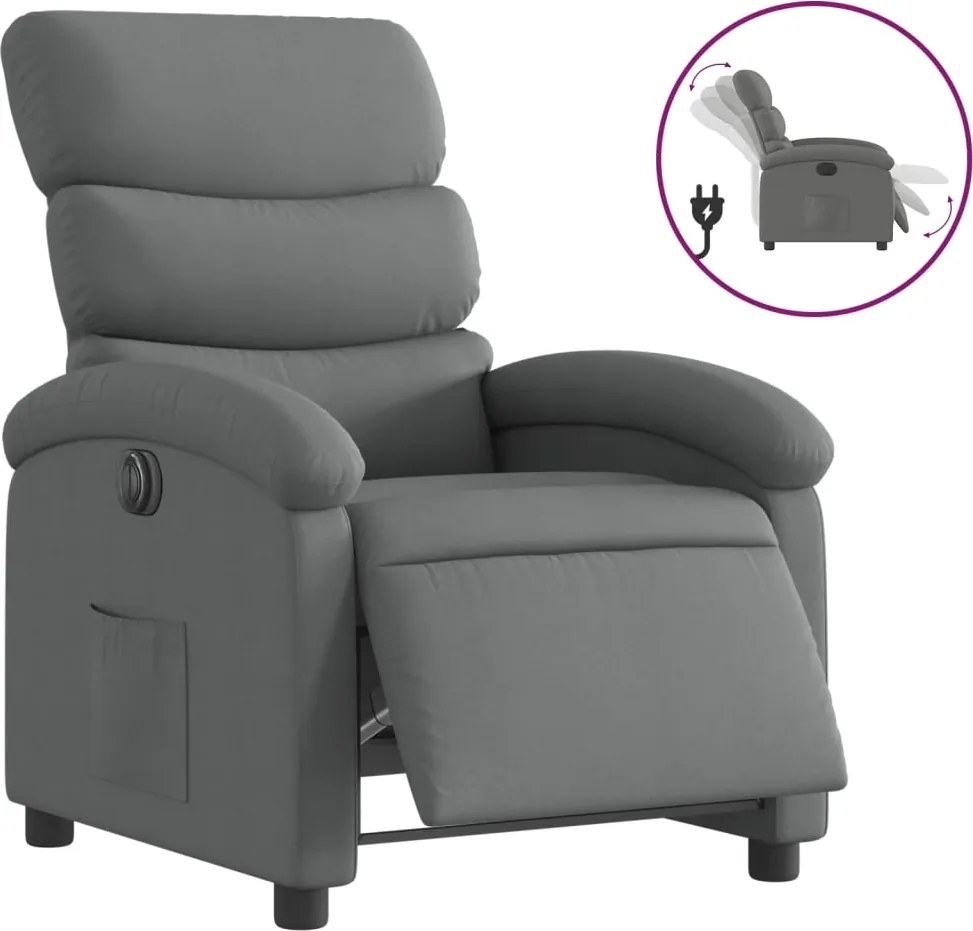 Elektrické polohovací křeslo tmavě šedé textil 3203955