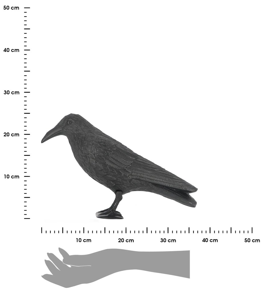 Zahradní figurka z polyethylenu Crow, 21,5 cm, černá