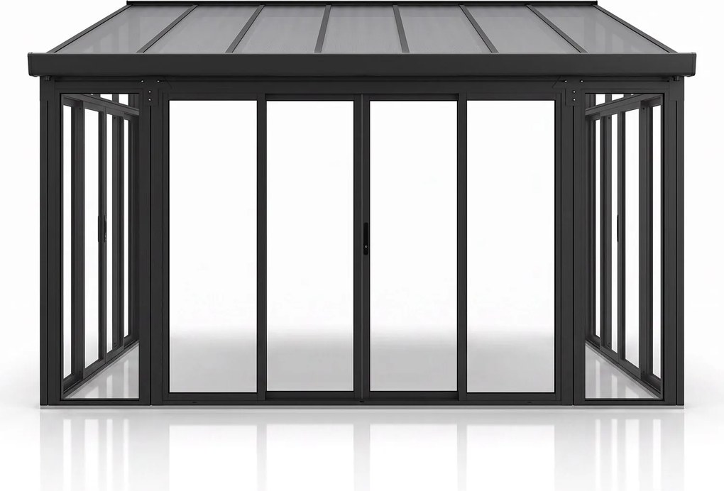 Juskys Zimní zahrada s akrylátovým zasklením Barva: tmavě šedá, Velikost: 550 × 300 cm