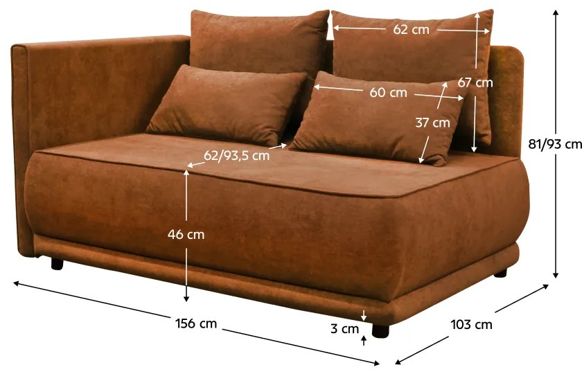 Kondela Rozkládací pohovka, terakota, levá, LIAMI