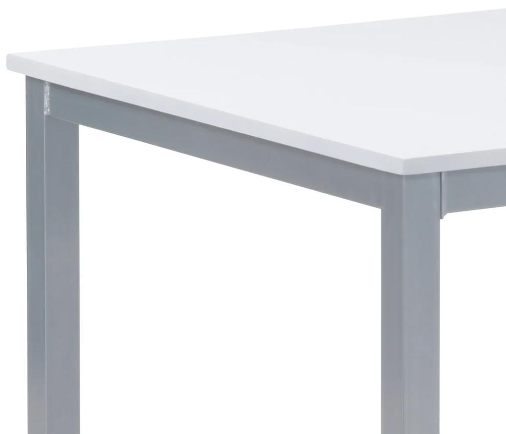 Autronic Jídelní stůl 110x70x75 cm, deska MDF, bílá barva, kovová podnož, střbrný lak