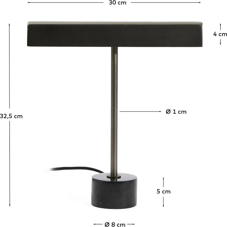Černá kovová stolní lampa (výška 32,5 cm) Lynor – Kave Home