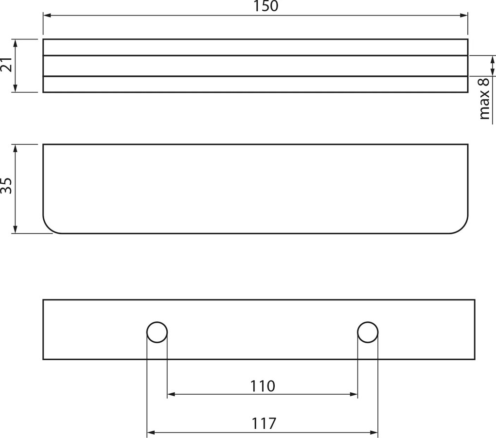 Sapho držák skleněné poličky 8 mm chrom MY009