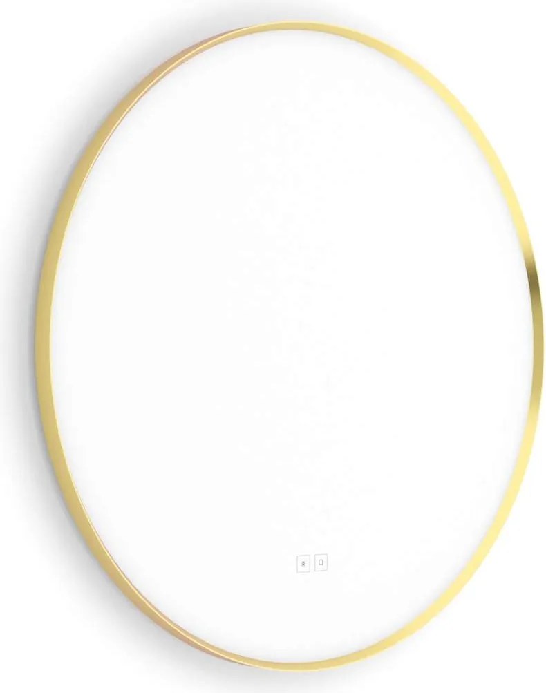 Nimco - Zrcadlo s LED osvětlením, průměr 70 cm, dvěma dotykovými senzory, kartáčovaná zlatá ZPZ 61001RVX-Z