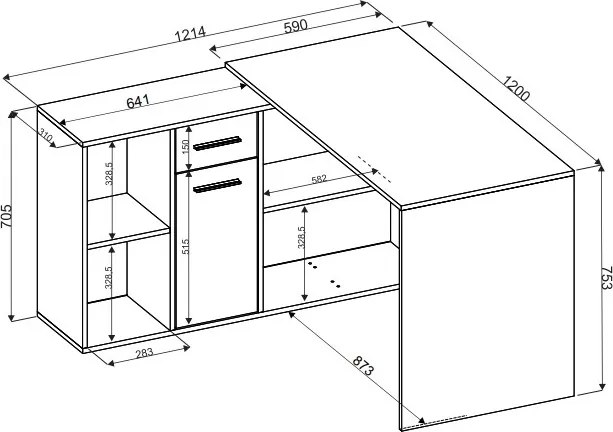 ADRK Furniture Rohový stůl ELISEO