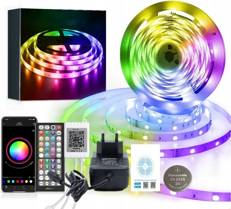 Led pásek 10M Rgb 5050 Dálkový Ovladač Aplikace Bluetooth Hudba Set 12V 30LED/m