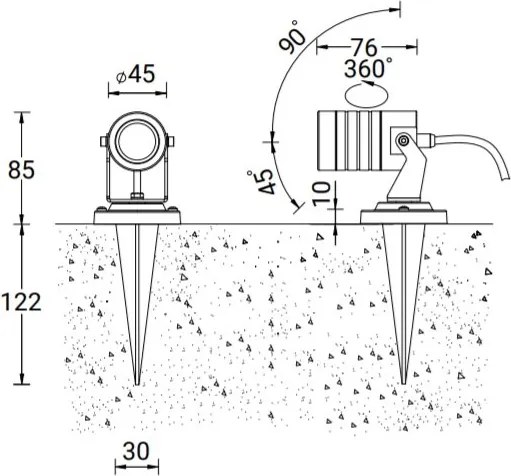 LGM UT-50562-W30-01 Reflektorové svítidlo UTAH 2 se zápichem LED 4W 160lm 3000K 24V IP65 černá RAL9011 - LIGMAN
