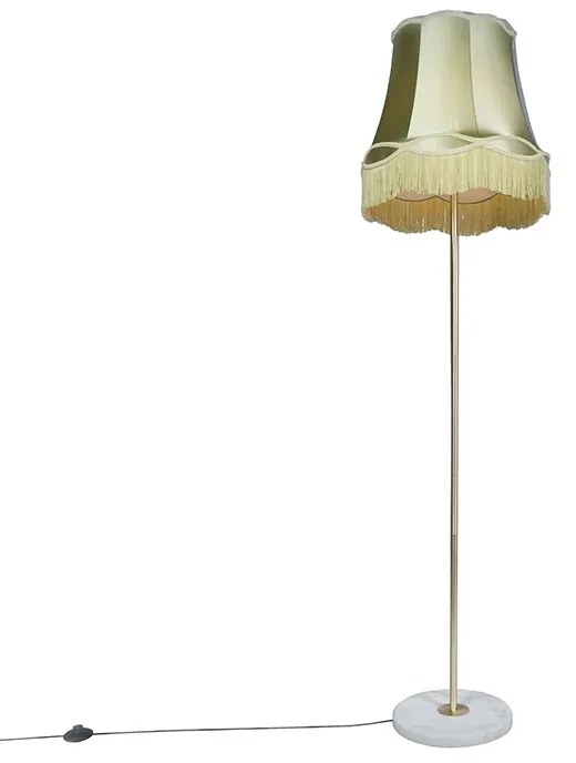 Retro stojací lampa mosaz s odstínem Granny zelená 45 cm - Kaso