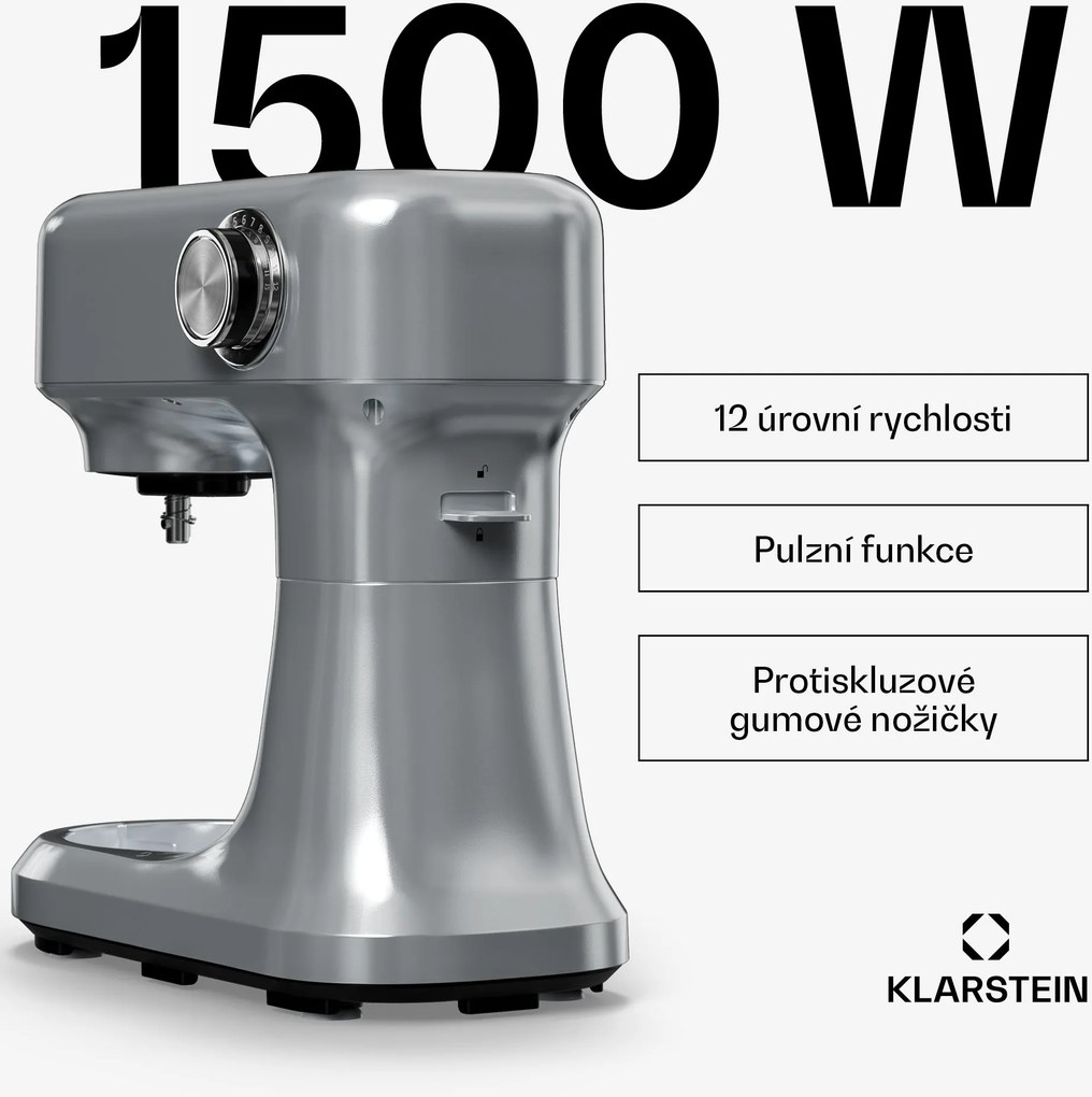 Klarstein Bella Evo kuchyňský robot | planetární míchací systém | 3 nástavce na mixování | 1500 W | 5 l