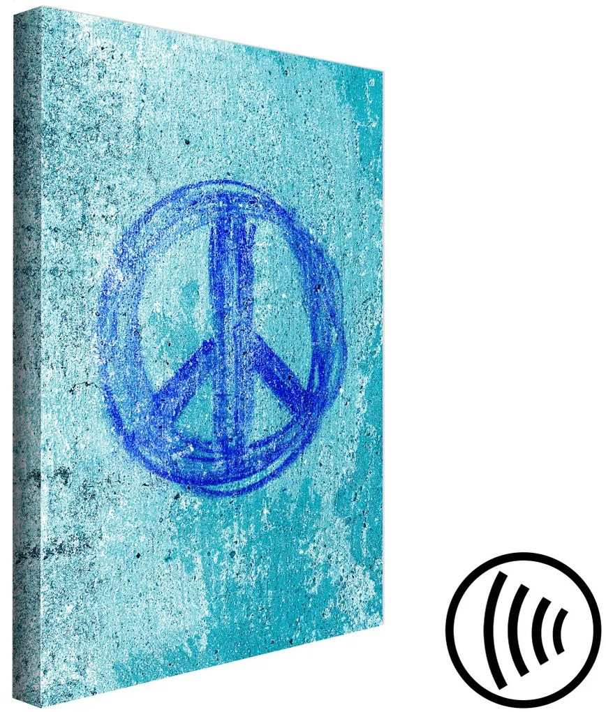 Obraz Pacifismus (1-dílný) svislý - modré symbol v duchu street artu