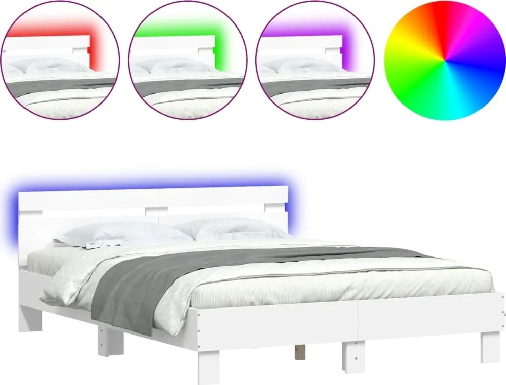 vidaXL Rám postele s čelem a LED osvětlením 140 x 190 cm [3207560] Barva: šedá sonoma