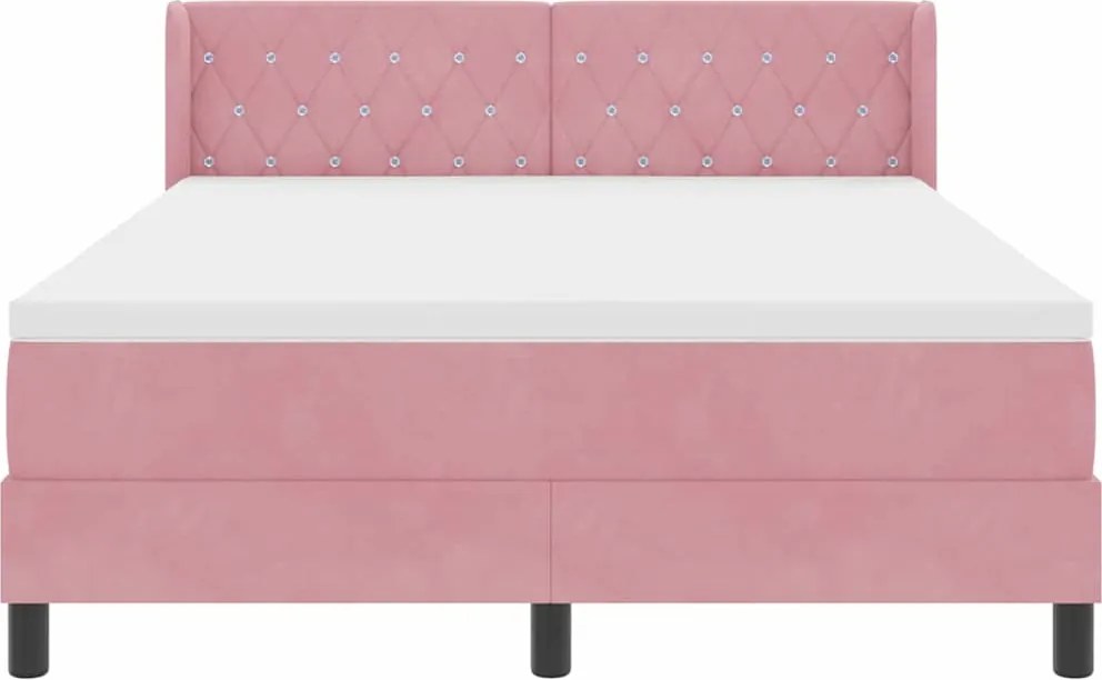 Postel s boxspringem s čelo Růžová 200 x 140 cm samet 3341419