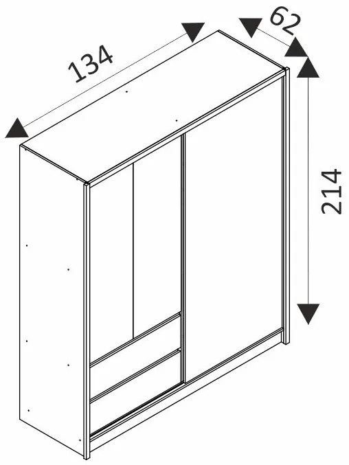 PIASKI SKŘÍNĚ Šatní skříň - SARA 130, matná bílá