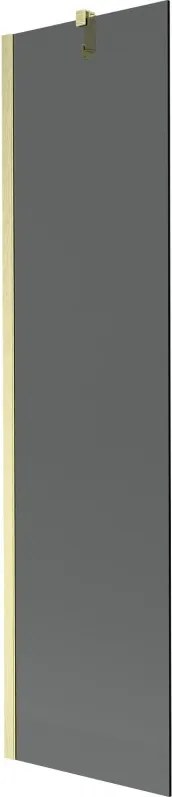 Mexen Next, 1-křídlová vanová zástěna 50 x 150 cm, 6mm šedé sklo, zlatá matná, 895-050-000-00-40-55
