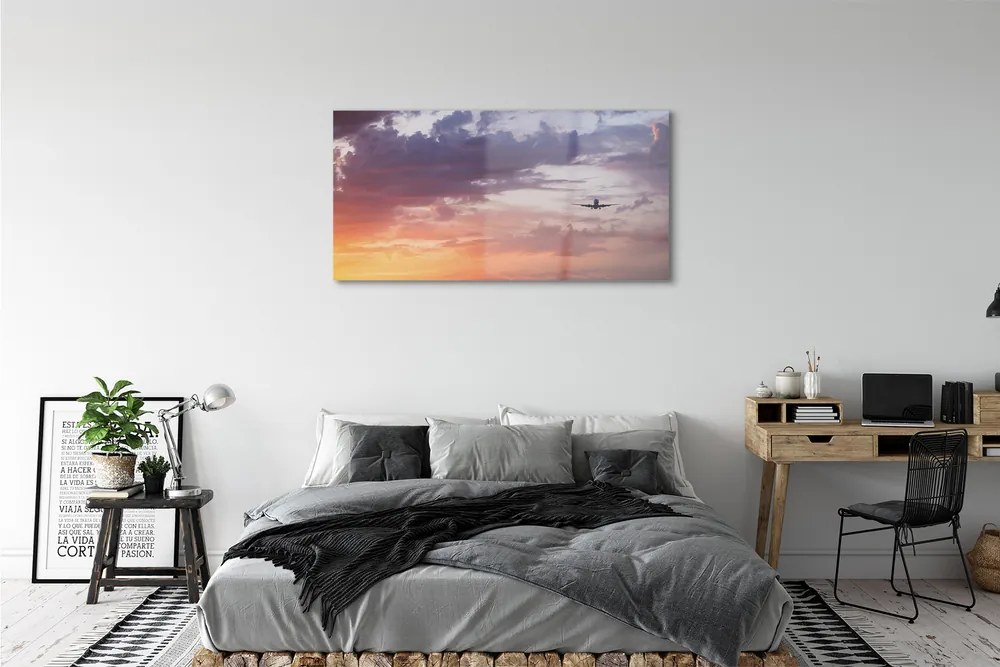 akrylový obraz Zataženo oblohy lehká letadla 125x50 cm