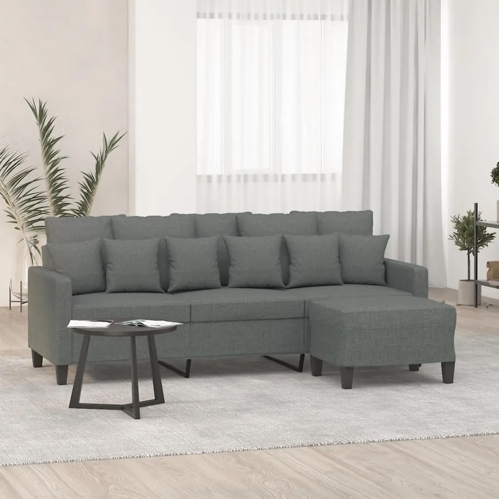 3místná pohovka s podnožkou tmavě šedá 180 cm textil 3201090