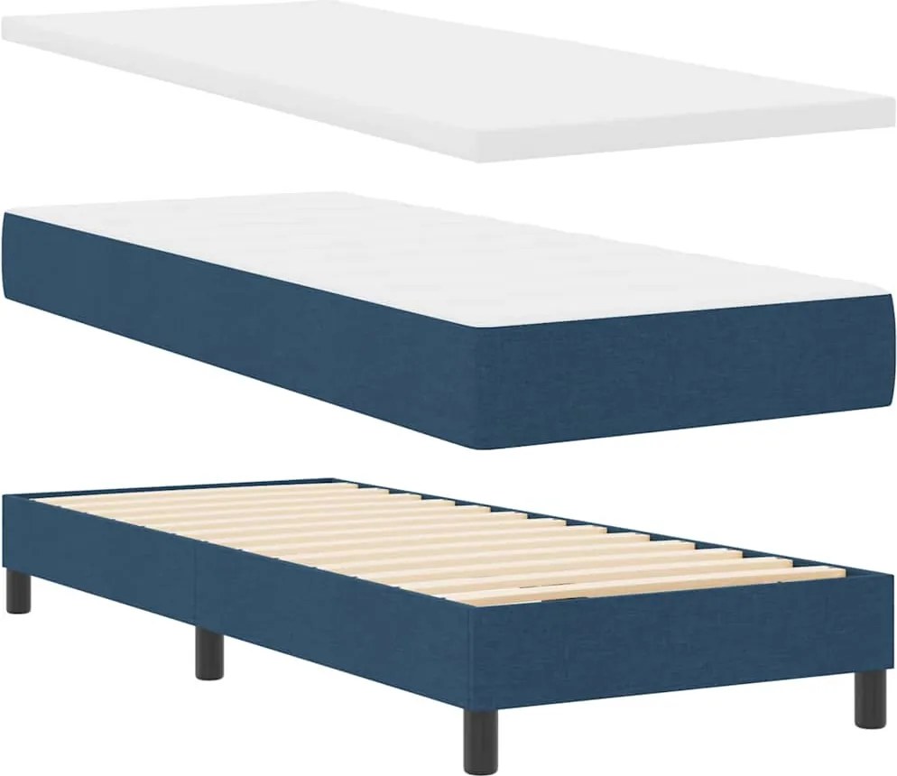 Postel s boxspringem s čelo Modrá 80 x 200 cm textil 3340058