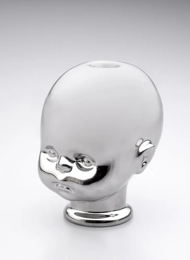 Svícen Little Joseph SILVER - QUBUS, stříbrný, porcelán