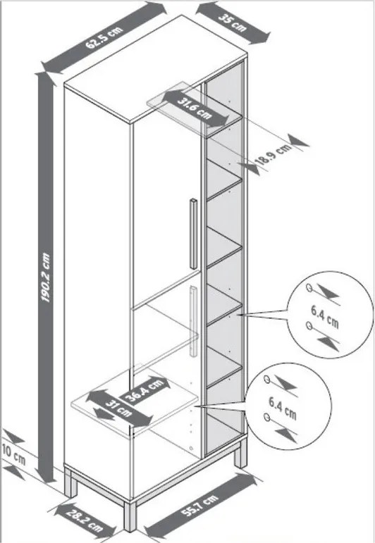 Tchibo - Vysoká koupelnová skříňka »Eklund« s boční přihrádkou - barva: bílá
