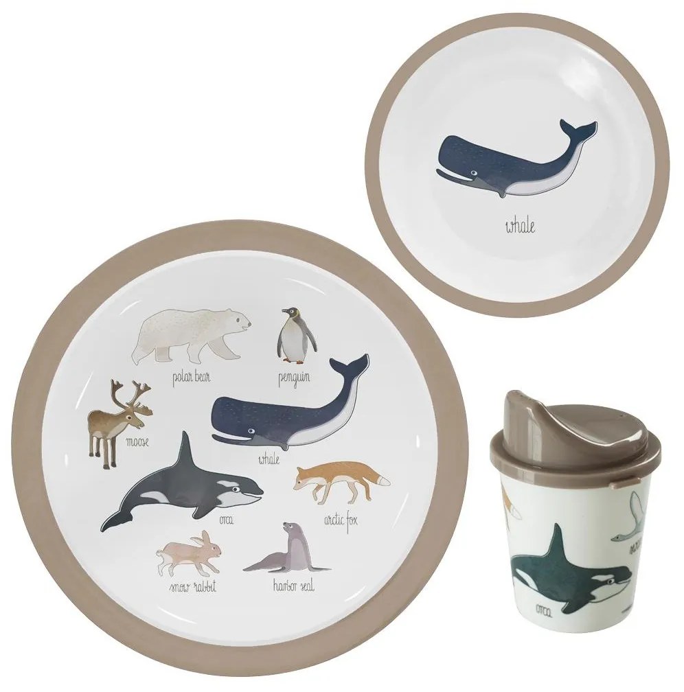 Dětský jídelní set Arctic hnědý Sebra