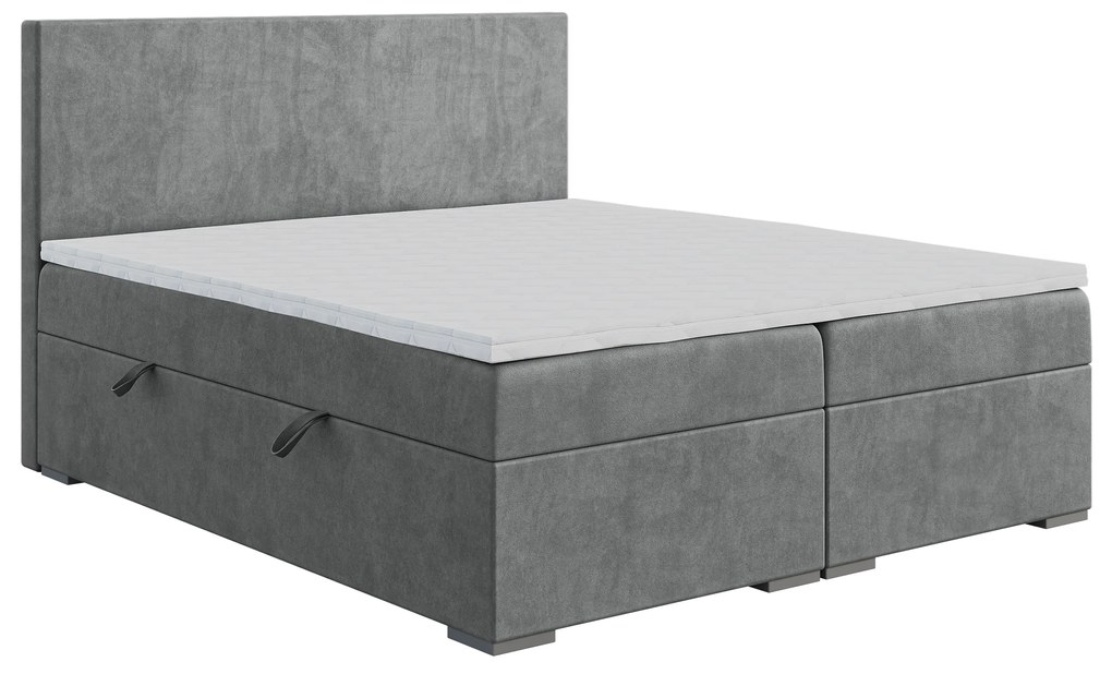Kontinentální postel 140 cm Lemmy (beton) (s matrací a úl. prostorem). 1043394