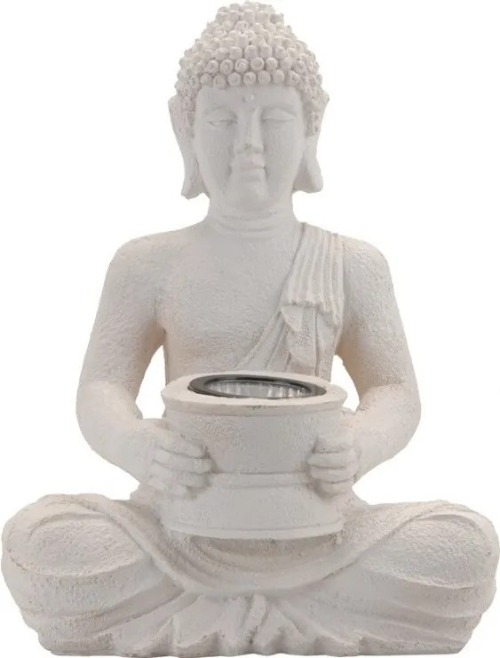 Solární Buddha v bílé barvě 27 cm