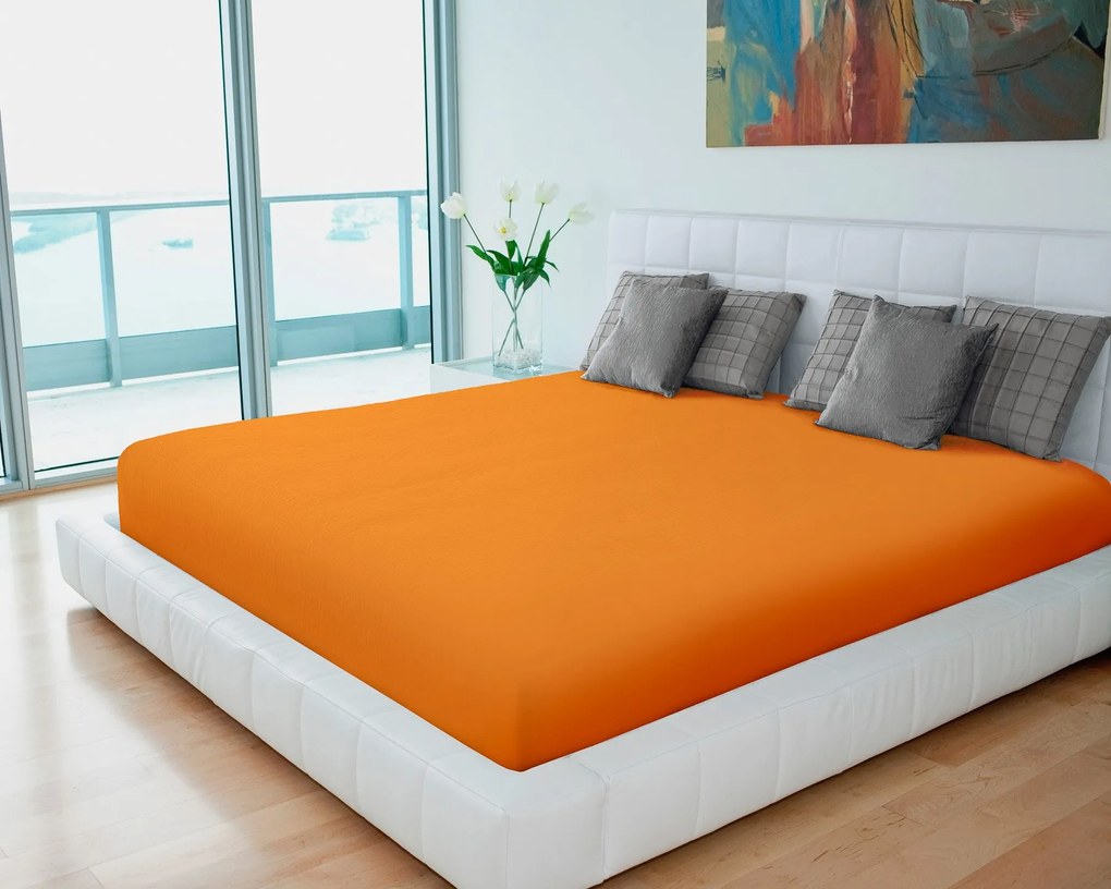 Polášek jersey prostěradlo 180x200cm, žluto-oranžové
