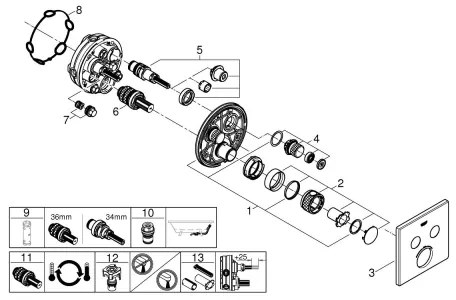 GROHE 29124A00 - Termostatická baterie GROHTHERM SMARTCONTROL grafit