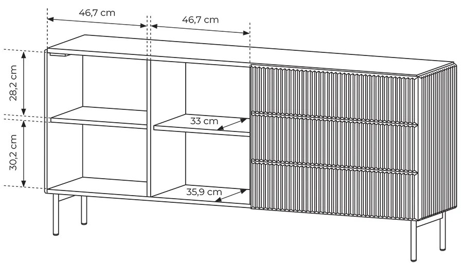 MUTI k | komoda 177 2D3S | 177 cm | kašmír