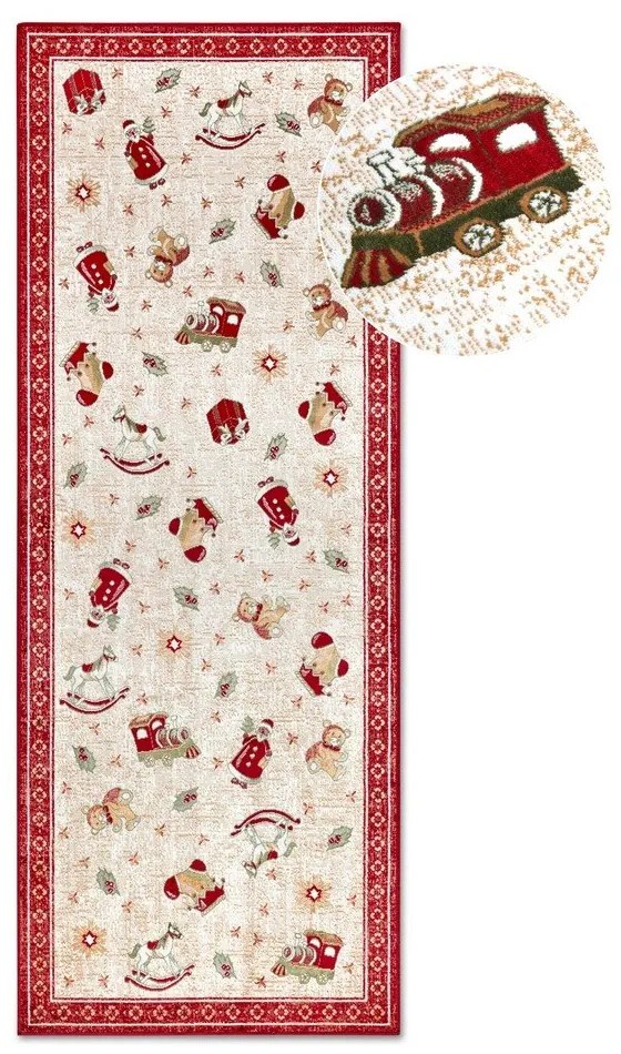 Červený běhoun s vánočním motivem s příměsí bavlny 80x200 cm Toy's Delight Red Christmas – Villeroy&Boch