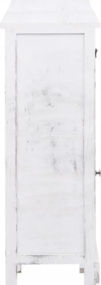 vidaXL Příborník s 10 zásuvkami 113 x 30 x 79 cm dřevo [284179] Barva: bílá s patinou