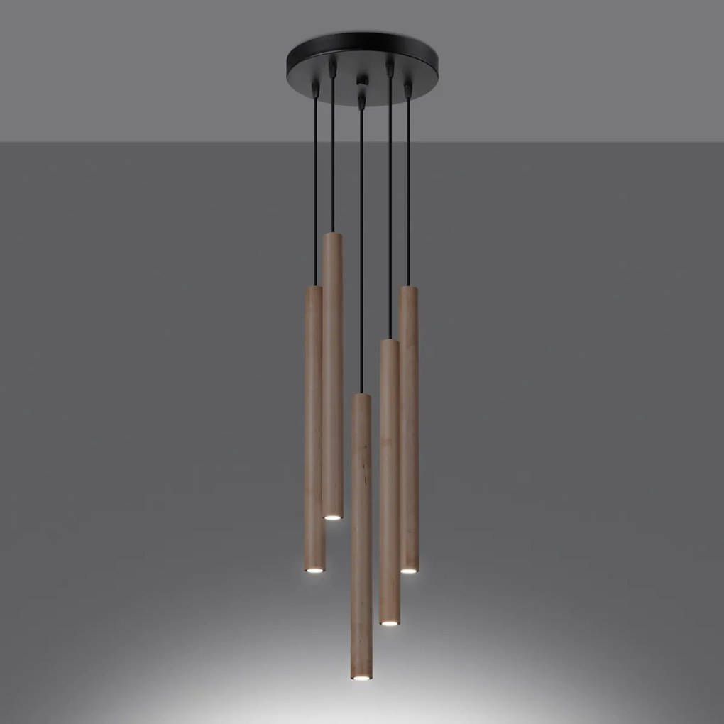 Sollux Lighting Závěsné svítidlo PASTELO 5P dřevo