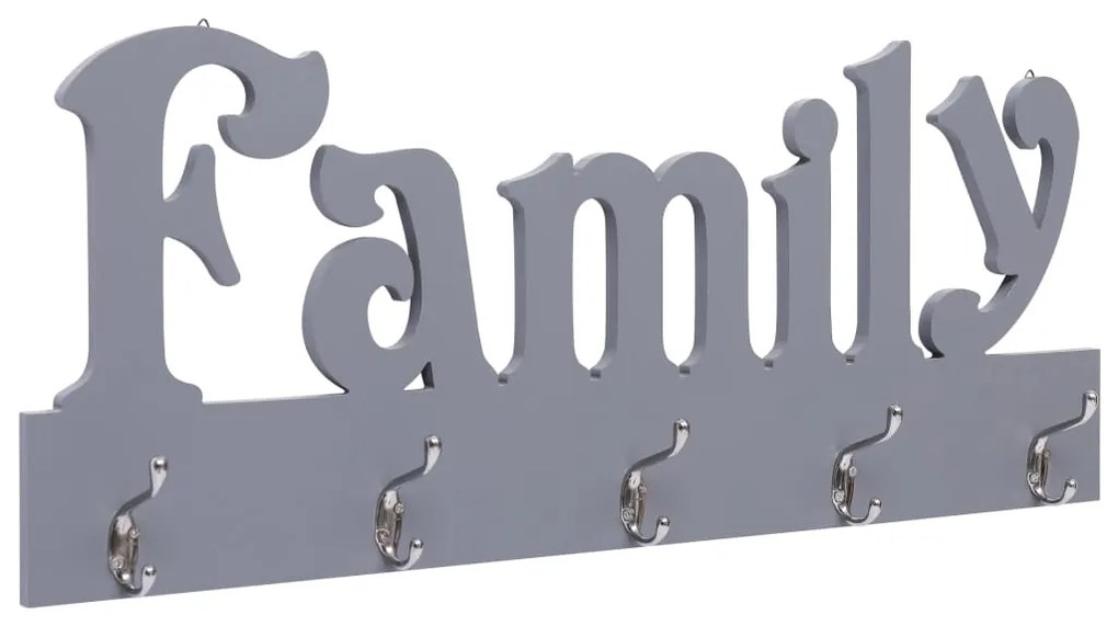 Nástěnný věšák FAMILY šedý 74 x 29,5 cm 284246