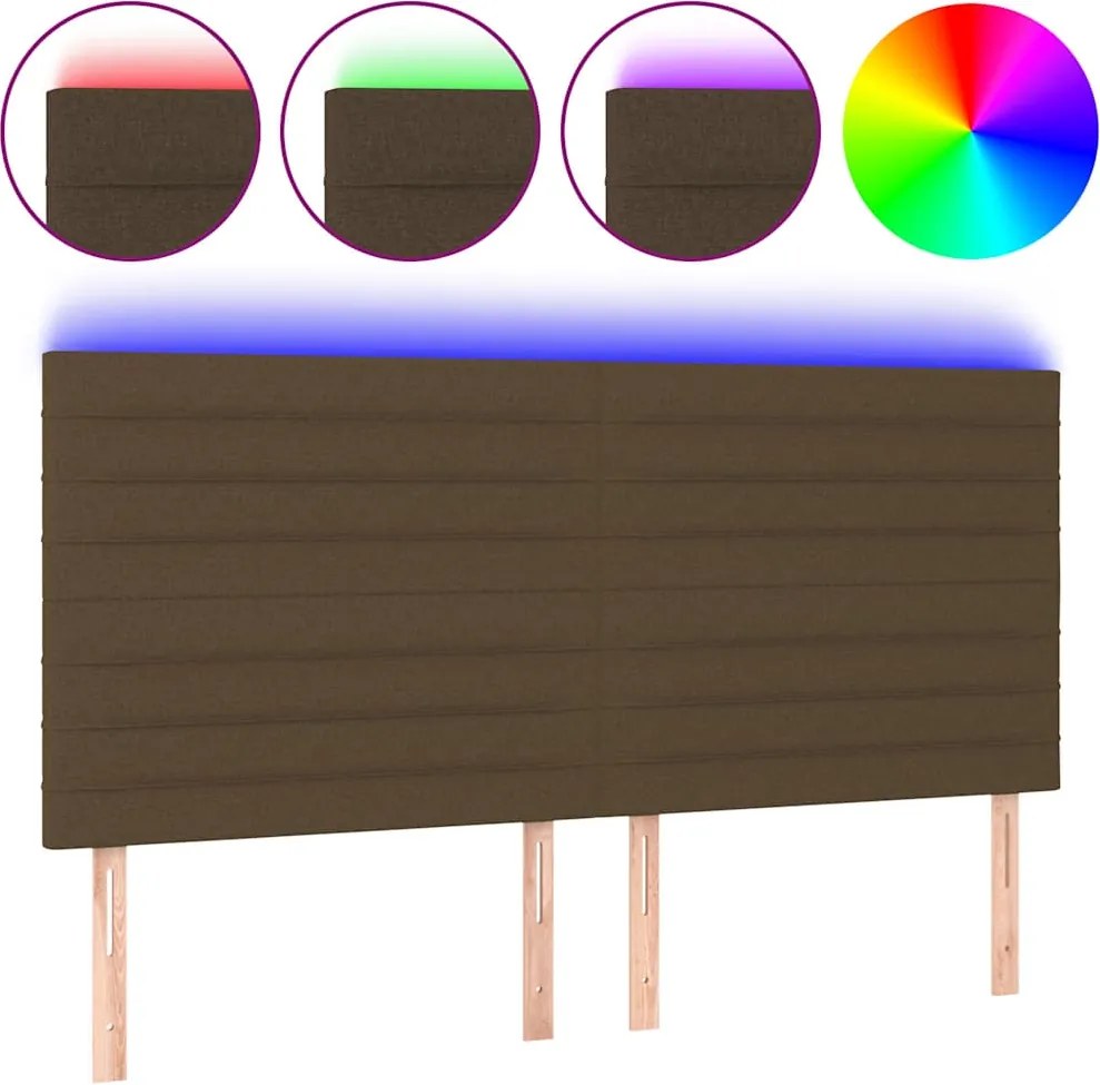 Čelo postele s LED tmavě hnědé 160x5x118/128 cm textil 3122573