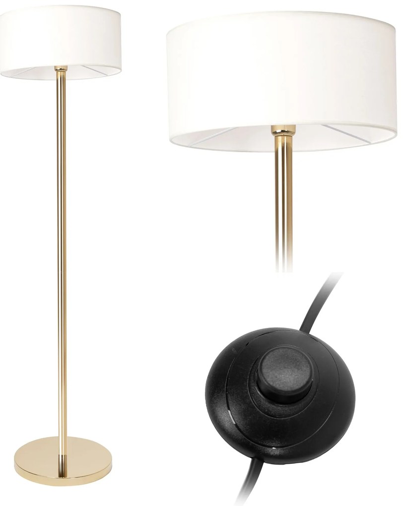 Toolight - Podlahová stojací lampa E27 APP966-3F, zlatá-bílá, OSW-04051