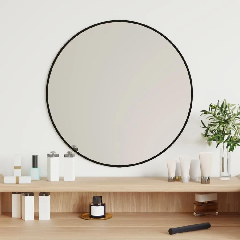 Nástěnné zrcadlo černé Ø 50 cm kulaté - Default Title