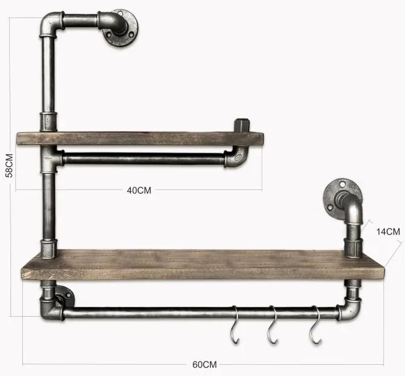 Nástěnná police BORURAF 58x60 cm smrk