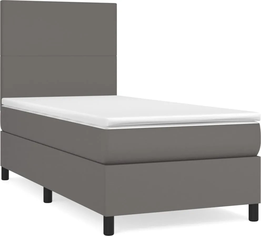 vidaXL Box spring postel s matrací 80 x 200 cm umělá kůže [3142693] Barva: Bílá