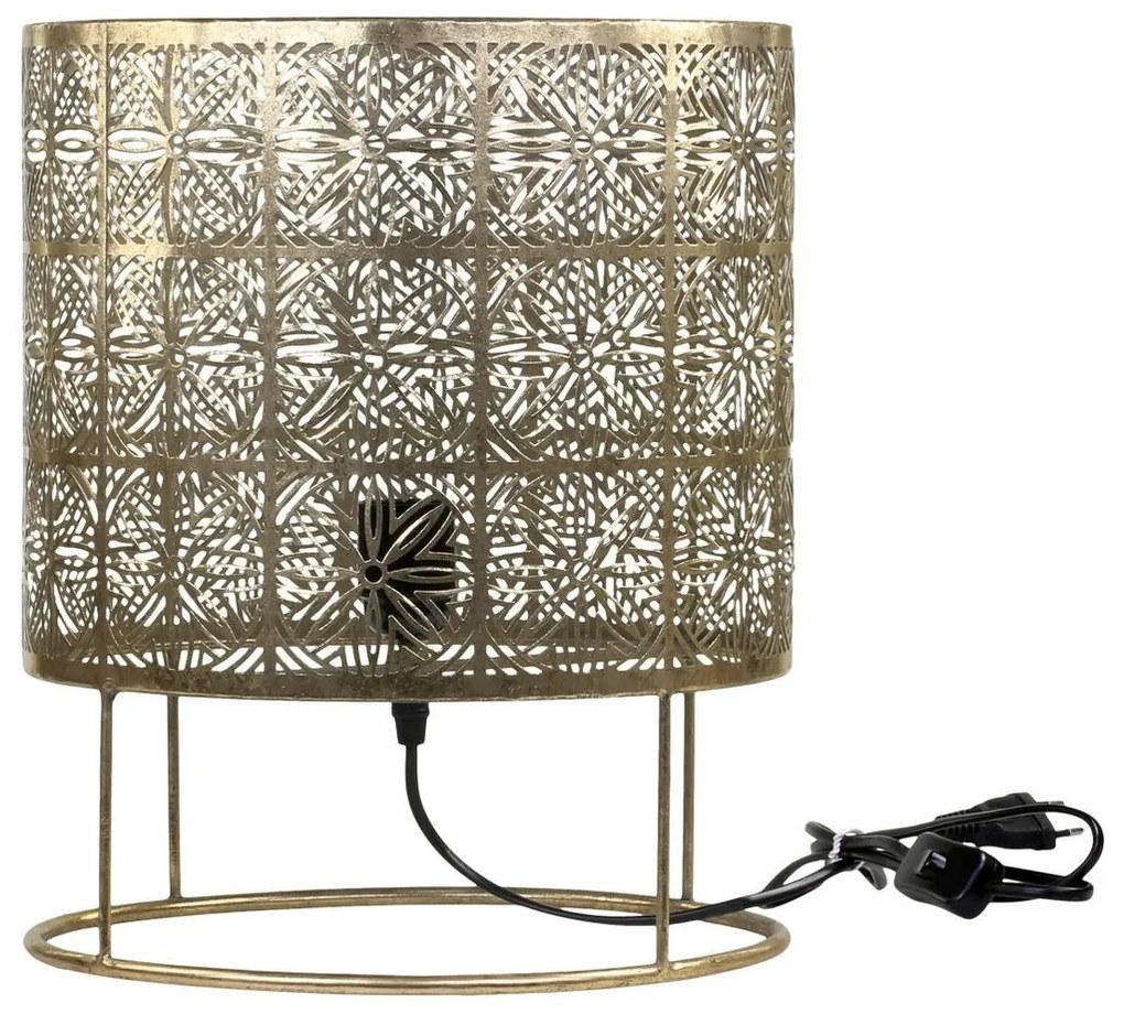Mosazná antik kovová stolní lampa se vzorem Tappie - 30*36 cm/ E27/ 40W
