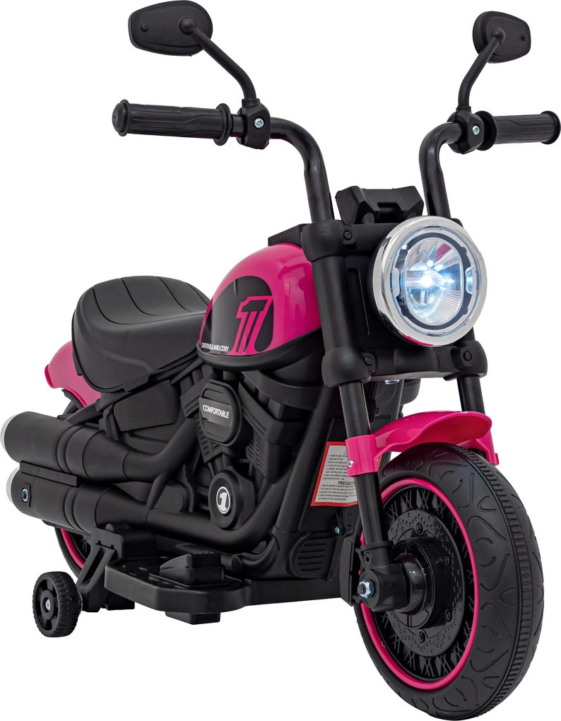 Ramiz Elektrická motorka Chopper FASTER pro děti růžová + FM rádio + audio panel + LED