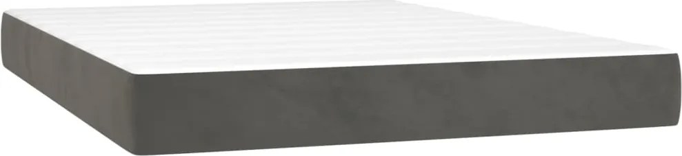 Box spring postel s matrací a LED tmavě šedá 140x200 cm samet 3139626