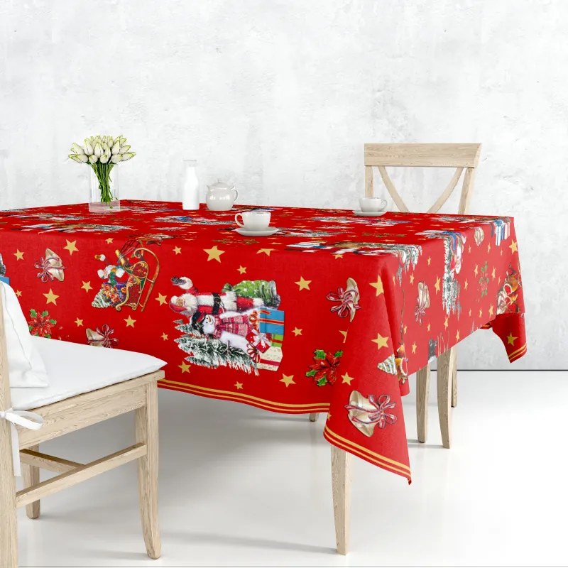 Ubrus PVC M-137A - Vánoční červený - Role 140cm x 20m