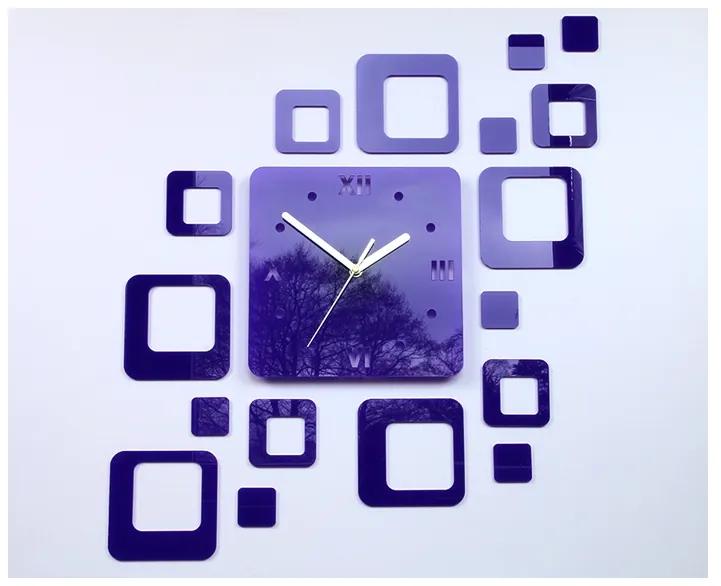3D nalepovací hodiny Roman Quadrat fialové