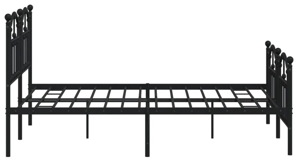 Kovový rám postele s hlavovým a nožním čelem černý 135 x 190 cm,  353456