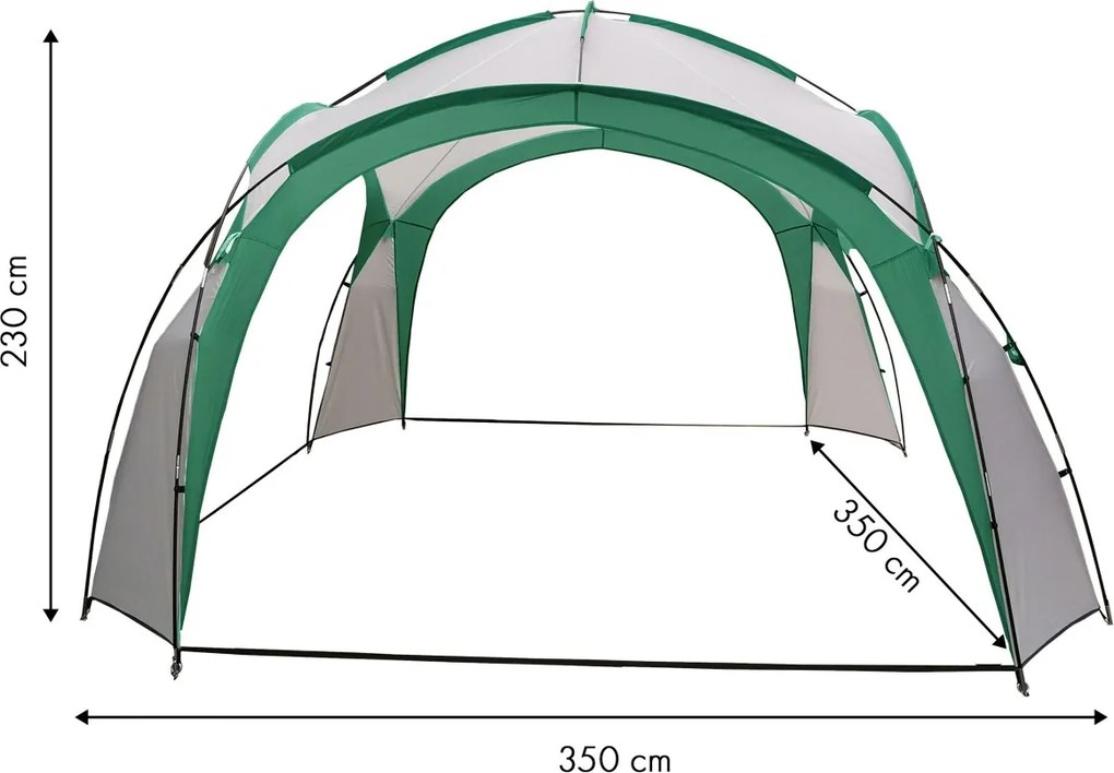 Pavilonový stan YENA s obalem 350x350 cm zeleno-bílý